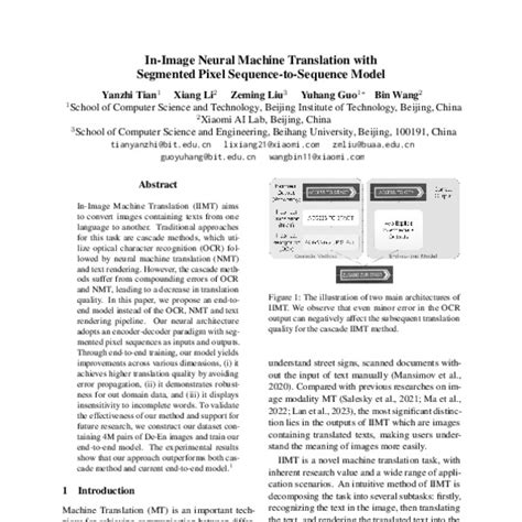 In Image Neural Machine Translation With Segmented Pixel Sequence To
