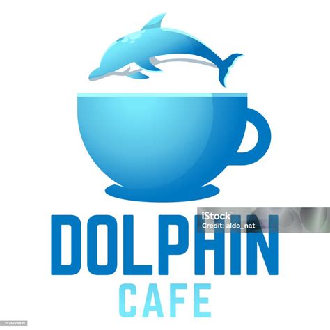 현대적인 평면 디자인 간단한 미니멀리스트 돌고래 커피 아이콘 디자인 템플릿 벡터 카페 커피숍 레스토랑 배지 엠블럼 및 라벨에 대 한 현대 그림 개념 스타일 0명에 대한 스톡