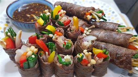 겨자소스에 찍어먹는 소고기 야채말이 [집밥ep 63] Youtube