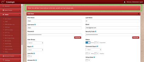 Error User Add Failed Cannot Add User On This Node User Already Exists