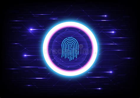 Abstract Hi Tech Background Glowing Circle There Is A Security Fingerprint Scanner Stock Vector