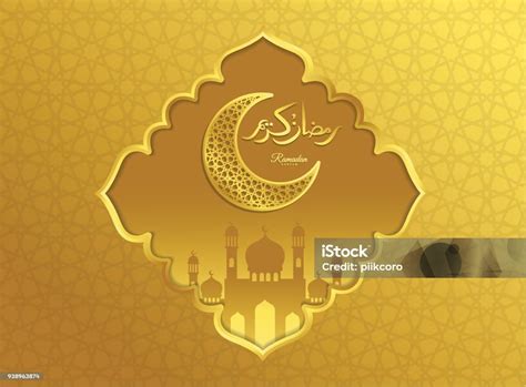 이슬람의 아름 다운 디자인 템플릿입니다 사원 그리고 골드 바탕에 초 롱을 달입니다 라마단 카림 인사말 카드 Eid Mubaruk 배너 표지 또는 포스터 벡터 일러스트입니다