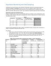 Field Sampling Fall Docx Population Monitoring And Field Sampling Sampling For Pests Only