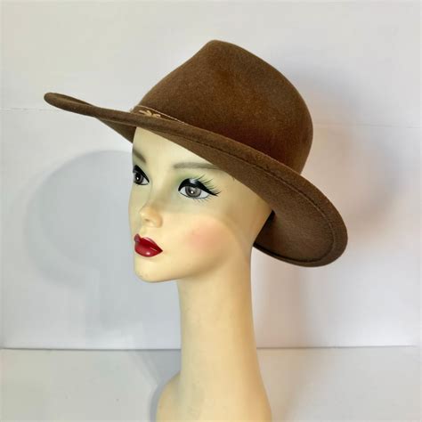 Vintage Scala Crushable Wool Outback Hat Authentic Handmade Brown Wool Brimmed Hat Dorfman Vintage Scala Crushable Wool Outback Hat Authentic Handmade Brown Wool Brimmed Hat Dorfman