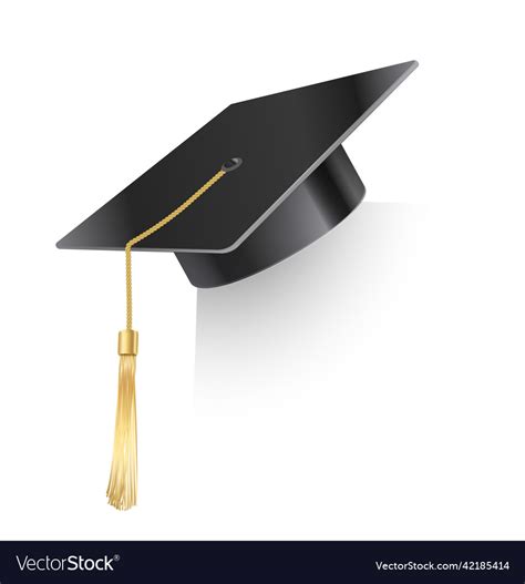 Realistic Mortar Board Hat With Golden Royalty Free Vector