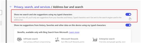Disable Address Bar Drop Down List Suggestions In Microsoft Edge