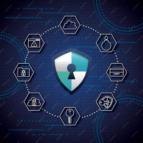 Premium Vector Cyber Security Connection Locked Safety Key Binary Circuit Shield Protection