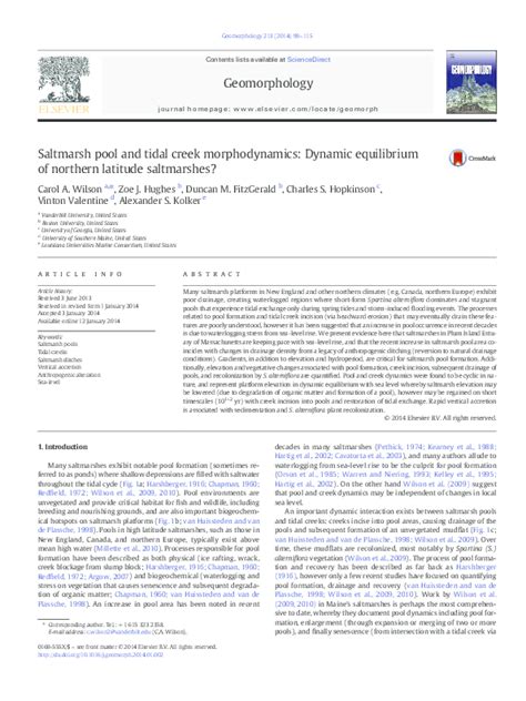 Pdf Saltmarsh Pool And Tidal Creek Morphodynamics Dynamic