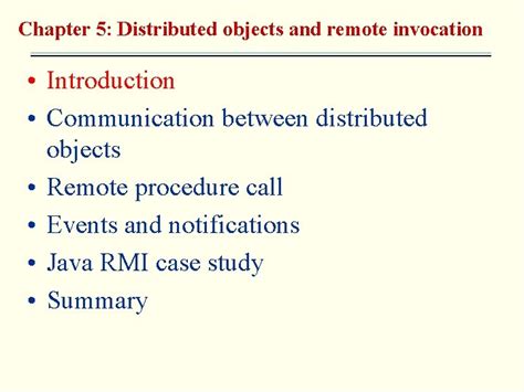 Chapter 5 Distributed Objects And Remote Invocation Introduction