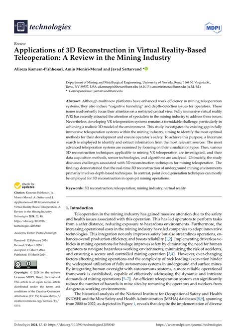 Pdf Applications Of 3d Reconstruction In Virtual Reality Based Teleoperation A Review In The