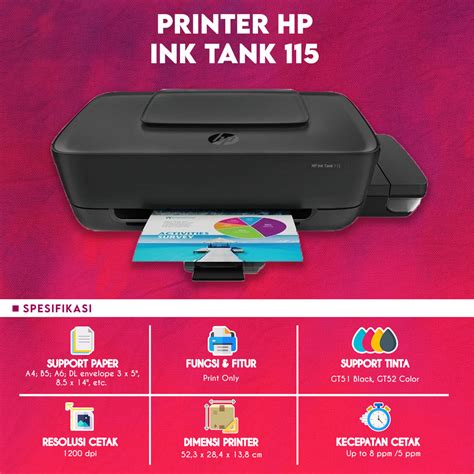 Jual Printer Ink Tank Hp 115 Infus With Tinta Gt51 Gt53 Shopee Indonesia