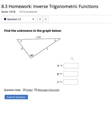 Homework Inverse Trigonometric Functions Score Chegg