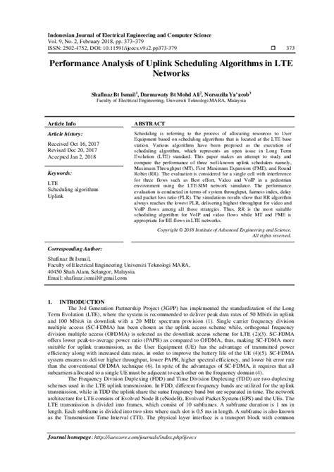 Pdf Performance Analysis Of Uplink Scheduling Algorithms In Lte Networks