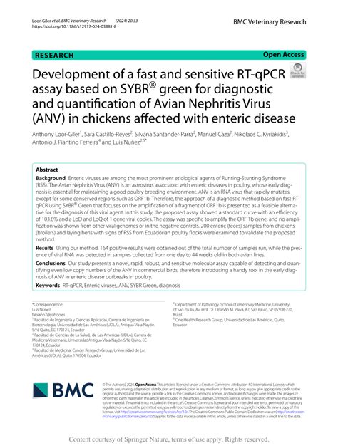 Pdf Development Of A Fast And Sensitive Rt Qpcr Assay Based On Sybr® Green For Diagnostic And