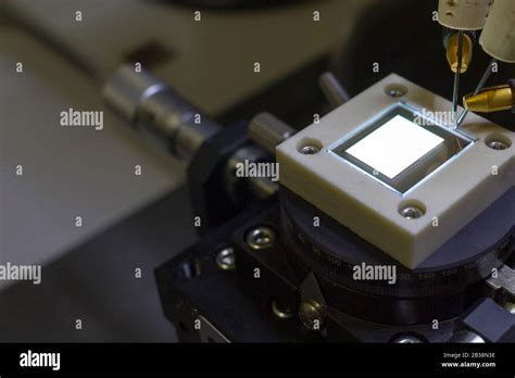 Checking Turn On Small Oled Display On A Probe Station Stock Photo Alamy