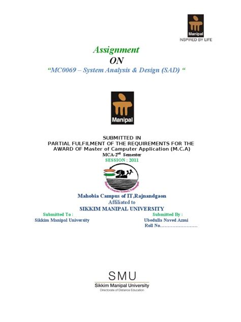 Assignment Mc0069 System Analysis And Design Sad Pdf Class