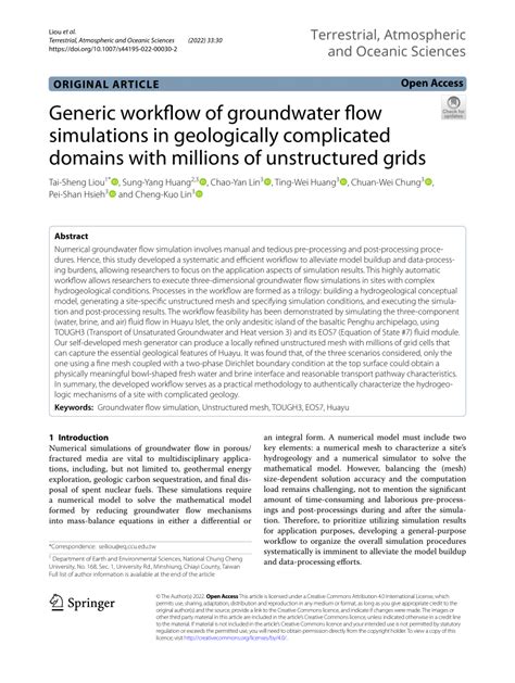 Pdf Generic Workflow Of Groundwater Flow Simulations In Geologically Complicated Domains With