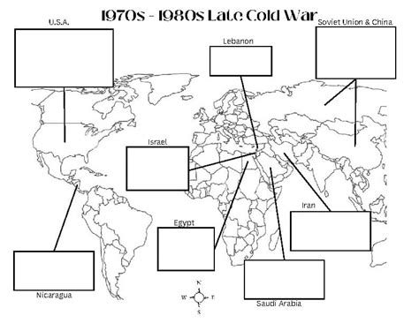 Late Cold War Map Activity 1970s1980s Us History Review Worksheet