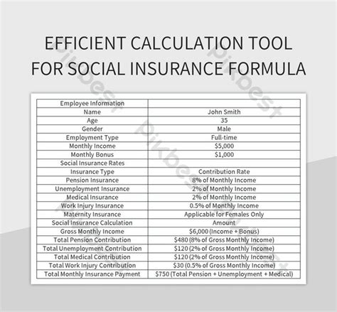 Efficient Calculation Tool For Social Insurance Formula Excel