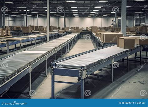 A Mesmerizing View Of Conveyor Belts In Motion Swiftly Sorting Parcels With Precision And
