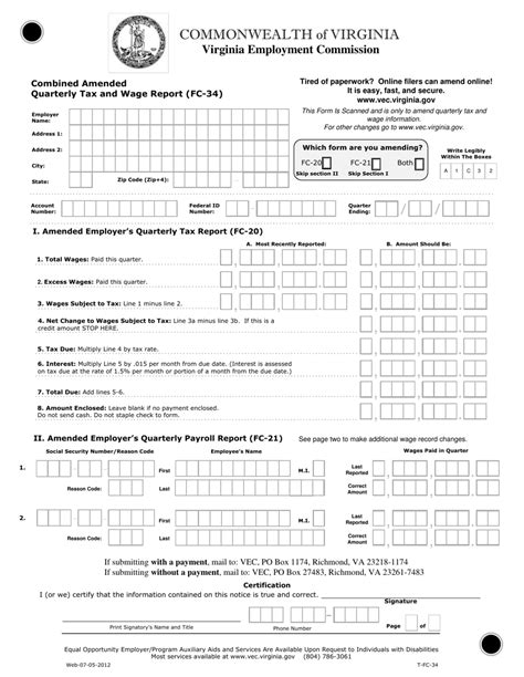 Form Vec Fc 34 Download Fillable Pdf Or Fill Online Combined Amended