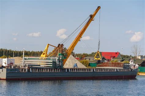 Loading Barge With Sand And Rubble On A Small Berth Freight Transport Logistics Editorial Image