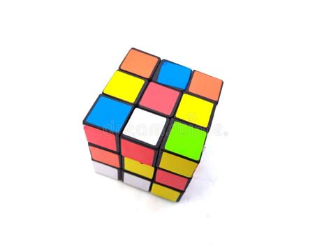 Multi Color Rubik`s Cube For Playing Isolated On A White Background