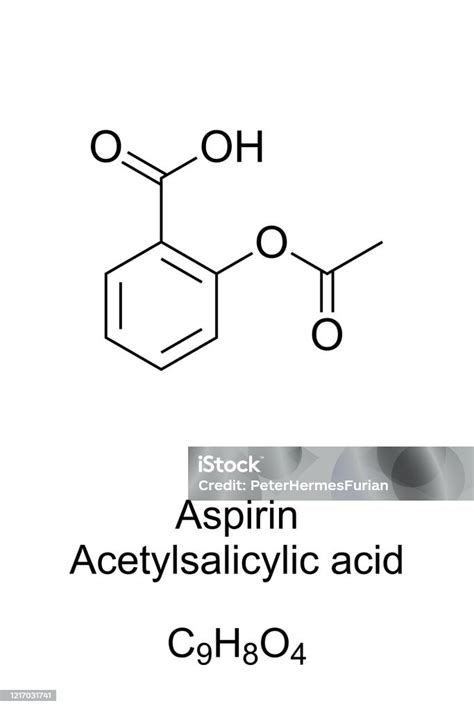 Aspirin Acetylsalicylic Acid Formula And Structure Stock Illustration