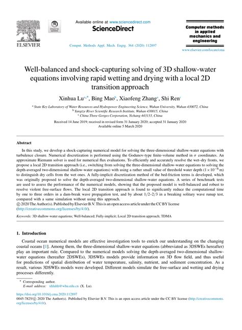 PDF Well Balanced And Shock Capturing Solving Of D Shallow Water Equations Involving Rapid