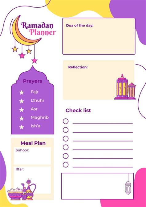 Free Abstract Colorful Ramadan Planner Template Worksheets Library