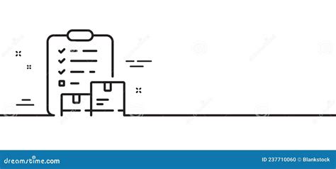 Inventory Checklist Line Icon Warehouse Pallet Sign Minimal Line Pattern Banner Vector