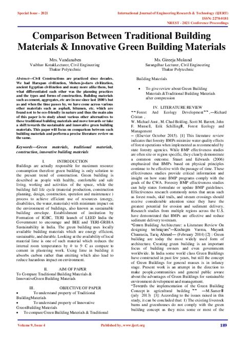 Pdf Ijert Comparison Between Traditional Building Materials And Innovative Green Building Materials