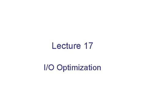 Lecture 17 Io Optimization Disk Organization Tracks Concentric