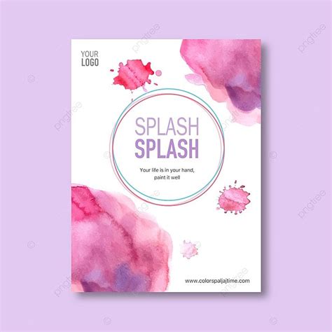 보라색 수채화 일러스트와 함께 스플래시 컬러 포스터 디자인 템플릿 Psd 다운로드 디자인 자료 다운로드