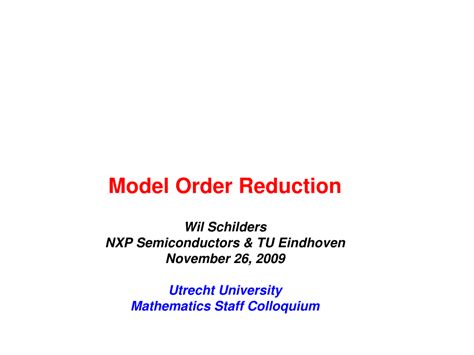 Pdf Model Order Reduction Theory Research Aspects And Applications