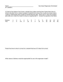 Linear Regression Transforming Non Linear Data TPT