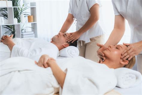 Premium Photo Caucasian Couple Enjoying Relaxing Antistress Head