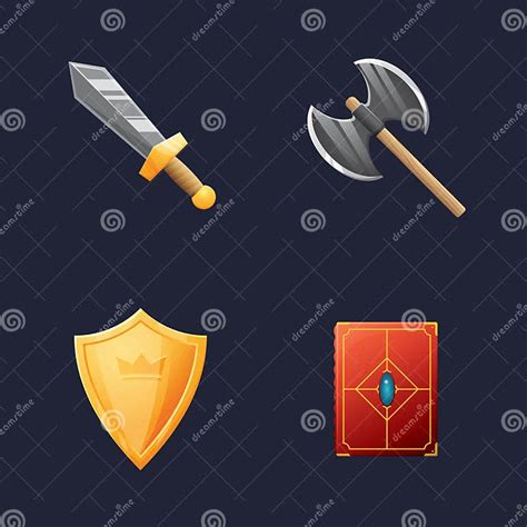 Game Ui Assets Set Gaming User Interface Icons Collection Stock Vector
