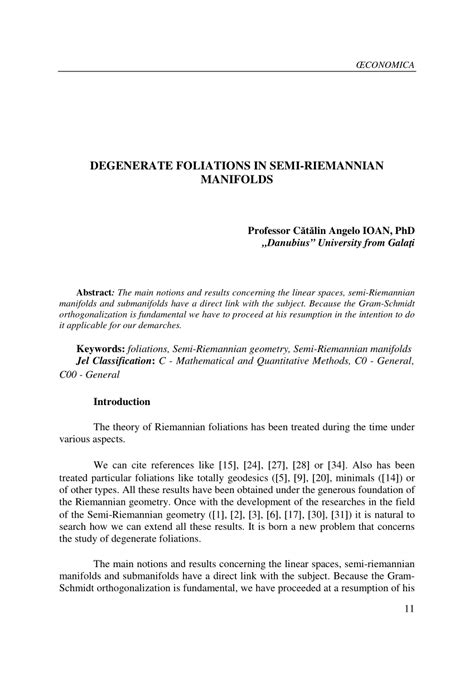 Pdf Degenerate Foliations In Semi Riemannian Manifolds