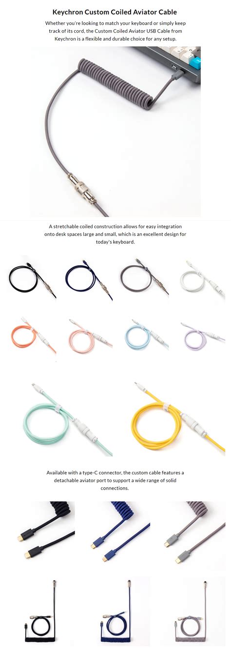 Keychron Coiled Aviator Cable Yellow Straight Cabkccab 16 Au