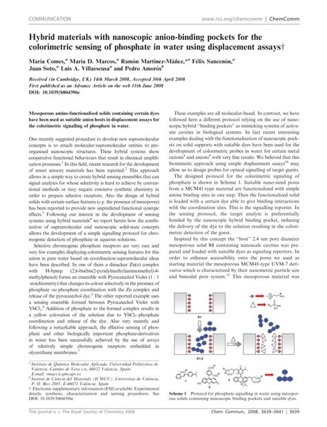 Pdf Hybrid Materials With Nanoscopic Anion Binding Pockets For The