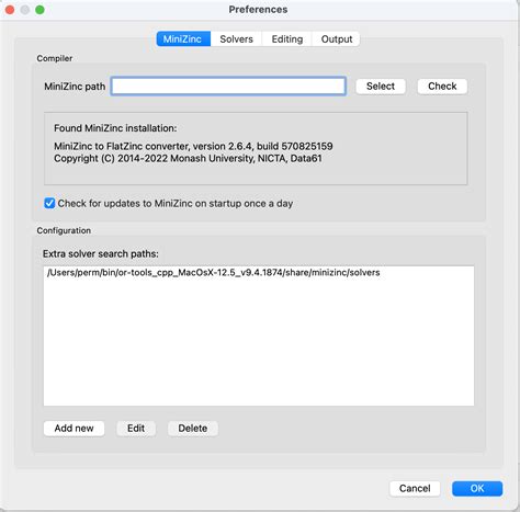 Adding To Extra Solver Search Paths Does Not Work Macos 126 Intel Minizincide 264
