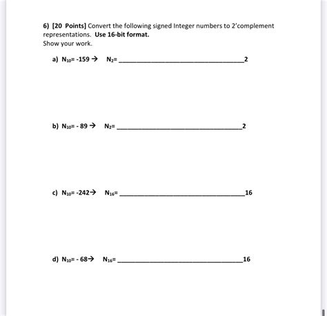 Solved 20 ﻿points ﻿convert The Following Signed Integer