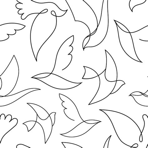 Premium Vector Vector Seamless Line Birds Pattern Flying Freedom Peace Minimalist Background