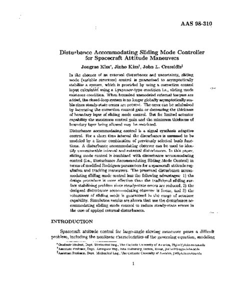 Pdf Disturbance Accommodating Sliding Mode Controller For Spacecraft Attitude Maneuvers Aas