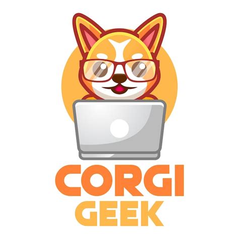 Premium Vector Corgi Dog Geek Nerd Cartoon Mascot Illustration Logo