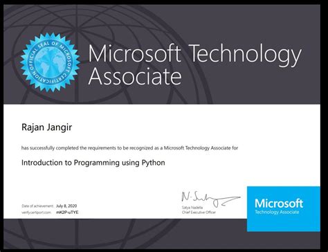 Rajan Jangir On Linkedin Mtacertification Certified Python Programming