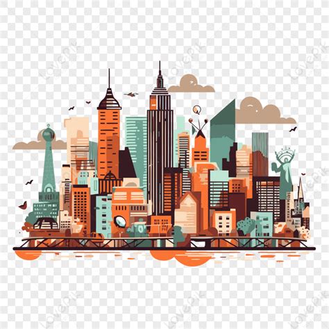 뉴욕 스카이라인 벡터상표클립 아트만화 Png 일러스트 무료 다운로드 Lovepik