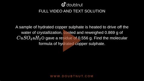Crystallisation Of Copper Sulphate