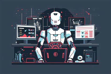 Flat Illustration Of Automated Job Technology Concept Showcasing Robotics And Ai In Modern